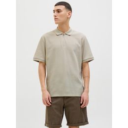 Jack & Jones Jack & Jones Herren Poloshirt &raquo;JJEAUSTIN ZIP POLO SS NOOS&laquo; mit Polokragen beige S