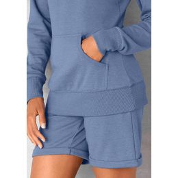 Bench. Loungewear Damen Bermudas mit aufgeschlagenen Beins&auml;umen und seitlichen Taschen, Loungewear blau 32/34, N-Gr