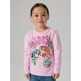 name it M&auml;dchen T-Shirt &raquo;NMFJETTE PAW LS TOP BOX NOOS CPLGM&laquo; Baumwollmischung, regular fit rosa 92