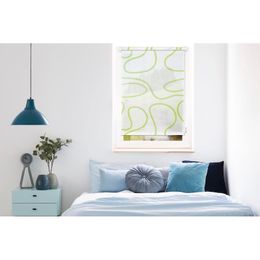 mydeco Seitenzugrollo &raquo;Win move&laquo; Lichtschutz Sichtschutz ohne Bohren freih&auml;ngend mit stylischem Muster gr&uuml;n Polyester 160cm, einseitig verschiebbar, 