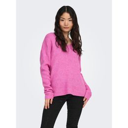 Only Damen Only Strickpullover &raquo;ONLCAMILLA V-NECK L/S PULLOVER KNT NOOS&laquo; Materialmix, regular fit pink M