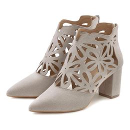 Lascana Damen Lascana High-Heel-Stiefelette &raquo;Ankle Boot, Stiefelette, Stiefel,&laquo; mit eleganter Spitze und Blockabsatz grau 38