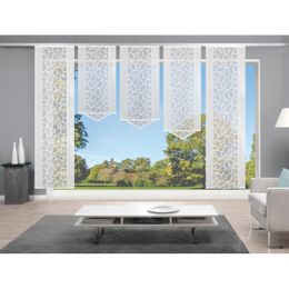 Home Wohnideen Schiebegardine &raquo;JENNA&laquo; Klettband 5 Stk. tlg. Schiebevorhang Jacquard Set wei&szlig; Polyester 225cm, Klettband, 57cm