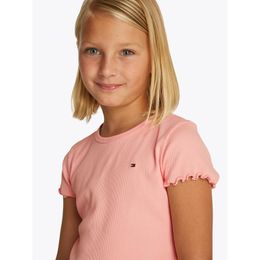 Tommy Hilfiger M&auml;dchen T-Shirt &raquo;ESSENTIAL RIB TOP SS&laquo; mit Logostickerei rosa 80
