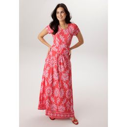 Aniston Selected Damen Aniston SELECTED Sommerkleid mit gerafftem Bund in der Taille pink 44, N-Gr
