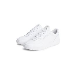 Tommy Hilfiger Herren Sneaker &raquo;TH BASKET CORE LEATHER&laquo; Halbschuh, Schn&uuml;rer mit Perforation am gepolsterten Schaftrand wei&szlig; 42