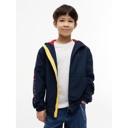Tommy Hilfiger Herren Windbreaker mit Kapuze Kinder bis 16 Jahre, Druck blau 6 (116)