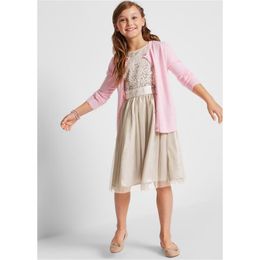 bonprix Kinder bonprix Midikleid f&uuml;r festliche Anl&auml;sse, Regular Fit, mehrlagiger Rockteil mit Falten silber 164, N-Gr