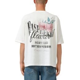 Qs Herren QS T-Shirt Sommershirt mit R&uuml;cken-Print wei&szlig; XS