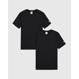 Champion Herren T-Shirt Packung, 2 Stk. Basic Shirt, Doppelpack schwarz M