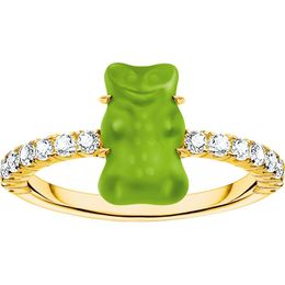 Thomas Sabo Damen Thomas Sabo Fingerring &raquo;Thomas Sabo x HARIBO Schmuck: Ring mit Goldb&auml;r&laquo; mit Kristallglas, Zirkonia (synth.) bunt 60, Silber 925 (