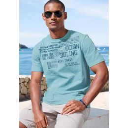 John Devin Herren T-Shirt &raquo;mit Print&laquo; Regular-Fit, aus Slub-Qualit&auml;t, mit Print blau M (48/50)