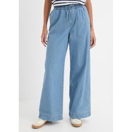 bonprix Damen bonprix Weite Jeans mit Gummibund, Loose Fit, aus reiner Baumwolle blau 38, N-Gr