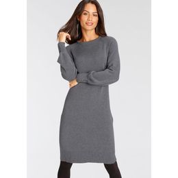Laura Scott Damen Strickkleid mit Schn&uuml;rdetail aus Viskosemischung grau 38, N-Gr
