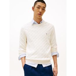 Tommy Hilfiger Herren Strickpullover &raquo;CLASSIC CABLE CREW NECK mit Strukturstrick und Flaglabel&laquo; unifarben, casual, regular fit, Baumwolle, Rundhals 
