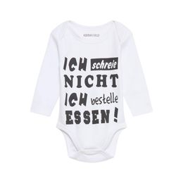 Kidsworld Jungen Kidsworld Langarmbody &raquo;Ich schreie nicht, ich bestelle Essen&laquo; aus Bio-Baumwolle wei&szlig; 50/56, N-Gr