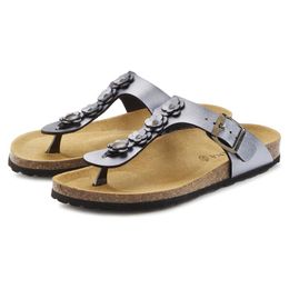 Lascana Damen Lascana Zehentrenner &raquo;Sandale, Pantolette, offener Schuh, Sommerschuh,&laquo; mit komfortablem Korkfu&szlig;bett silber 37