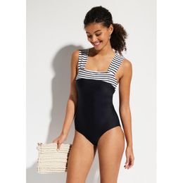 bonprix Damen bonprix Badeanzug 1 Stk. figurformendes Material, sportlicher Stil, mit Netzfutter schwarz-wei&szlig; 40, N-Gr