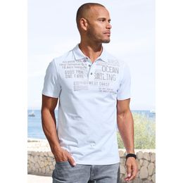 John Devin Herren Poloshirt &raquo;mit Print&laquo; Regular-Fit, aus Slub-Qualit&auml;t, mit Print wei&szlig; L (52/54)