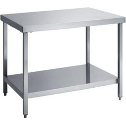 Edelstahl-Arbeitstisch, mit Boden, 1400 x 700 x 850 mm
