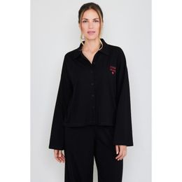 JOOP! Jeans Damen JOOP! Jeans Pyjamaoberteil &raquo;After Dark (JOOP! Jeans)&laquo; mit Knopfleiste, Langarm, Regular Fit, aus Jersey schwarz XXL