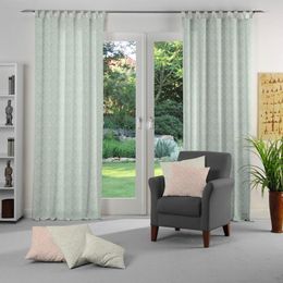 WIRTH Vorhang &raquo;Telfort&laquo; Schlaufen 1 Stk. tlg. gr&uuml;n Jacquard, Baumwolle, Polyester 145cm, Schlaufen, 132cm