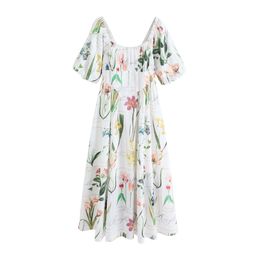 next Kleid Damen Gr&ouml;&szlig;e 50 gelb / dunkelgr&uuml;n / rosa / wei&szlig; Sommerkleid