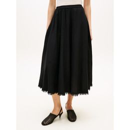 Tommy Hilfiger Damen A-Linien-Rock &raquo;VIS/LINEN VOLUME MIDI SKIRT&laquo; Leinen-Mix mit feinen Falten, Relaxed Fit M (40)