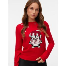 V&eacute;ro Moda Vero Moda Damen Weihnachtspullover &raquo;VMCUTE LS O-NECK PULLOVER XMAS BOX&laquo; aus Polyacryl, modischer Fit, gemustertes Design, pflegeleicht XS