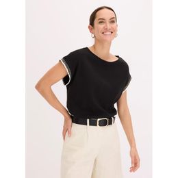 bonprix Damen bonprix T-Shirt aus reiner Baumwolle, l&auml;ssige Passform, Kurzarm-Design schwarz 40/42 (M)