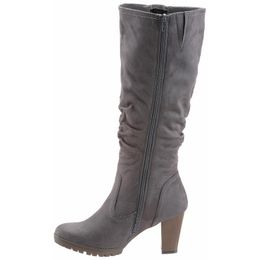 Aniston Shoes Damen Aniston SHOES Stiefel mit Raffungen am slouchy Schaft grau 38, Normalschaft