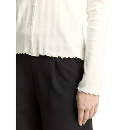 Tom Tailor Denim Damen Tom Tailor Denim Langarmshirt mit gewelltem Abschluss wei&szlig; XXL