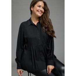 Laura Scott Curve Damen Laura Scott CURVE Longbluse &raquo;Gro&szlig;e Gr&ouml;&szlig;en&laquo; femininer Stil, aus Viskose, unifarbene Optik, mit Kn&ouml;pfen 46