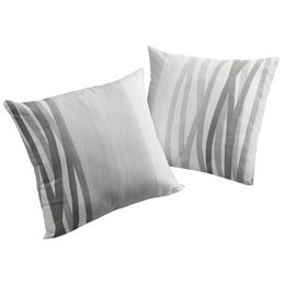 WIRTH Dekokissen &raquo;BROOKLYN&laquo; Kissenh&uuml;lle ohne F&uuml;llung, 2 St&uuml;ck grau Polyester B/L: 40cm x 40cm, 2 Stk.