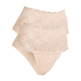 bonprix Damen bonprix Shapingslip Packung, 2 Stk. mit Spitze, mit Netzfutter, eng anliegende Passform, 2er Pack beige 48, 2 Stk.