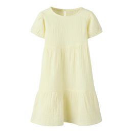 name it M&auml;dchen Tunikakleid &raquo;NMFJASMIN SS DRESS NOOS&laquo; Baumwolle - Musselin, mit Volant gelb 92, N-Gr
