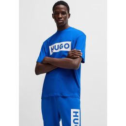 Hugo Herren Hugo T-Shirt &raquo;Nico&laquo; mit gro&szlig;em Logo-Print, Unisex blau M