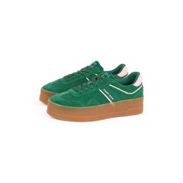 Tommy Jeans Damen Plateausneaker &raquo;THE GREENWICH FLATFORM SUEDE&laquo; , Freizeitschuh, Halbschuh, Schn&uuml;rschuh mit dezenten Ziern&auml;hten bunt 40