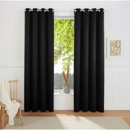 OTTO home Vorhang &raquo;SOLA&laquo; &Ouml;sen 1 Stk. tlg. blickdicht, &Ouml;sen-Aufh&auml;ngung, w&auml;rmeabweisend,, 1er oder 2er Set schwarz Polyester, Polyester 245cm, &Ouml;sen, 