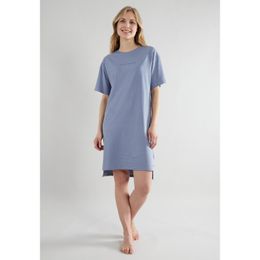 Tom Tailor Damen Tom Tailor Nachthemd &raquo;Charlotte&laquo; mit Logo, Kurzarm, Rundhalsausschnitt, hautfreundlich, atmungsaktiv blau 44 (XXL), N-Gr