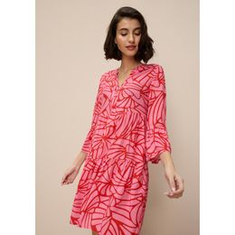 Tamaris Damen Sommerkleid &raquo;mit Allover-Print und Volants&laquo; aus Viskose, f&uuml;r Fr&uuml;hling und Sommer, Mini-L&auml;nge pink 42, N-Gr