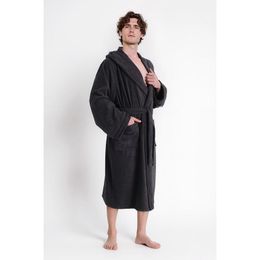 Bruno Banani Herrenbademantel &raquo;Clement, ideal f&uuml;r Sauna & Spa, Hotelbademantel, Morgenmantel&laquo; 1 Stk. 100% Baumwolle, einfarbig, gl&auml;nzende Streifen-Bord&uuml;re, Taschen