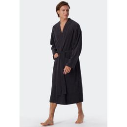 Schiesser Herren Herrenbademantel &raquo;Feather Terry&laquo; Bindeg&uuml;rtel, Seitentaschen grau XL