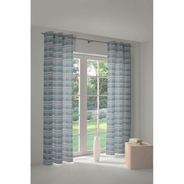 WIRTH Vorhang &raquo;Laufenberg&laquo; &Ouml;sen 1 Stk. tlg. blau Jacquard, Baumwolle, Polyester 145cm, &Ouml;sen, 132cm