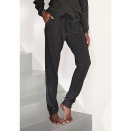 Lascana Damen Lascana Homewearhose Lounge-/ Strickhose mit praktischen Taschen, Loungewear grau 36/38, N-Gr