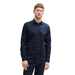 Tom Tailor Herren Tom Tailor Langarmhemd mit Logo Stickerei blau XXL, N-Gr