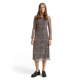 Tom Tailor Denim Damen Tom Tailor Denim Midikleid mit All-Over Print braun S (36), N-Gr