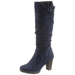 Aniston Shoes Damen Aniston SHOES Stiefel mit Raffungen am slouchy Schaft blau 40, Normalschaft