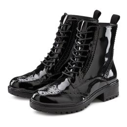 Lascana Damen Lascana Schn&uuml;rboots Schn&uuml;rstiefelette, Ankle Boots, Leder, Schn&uuml;ren & Rei&szlig;verschluss schwarz 39