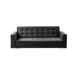 Beliani 3-Sitzer Sofa ABERDEEN in Schwarz/Gold - (W) 186 x (H) 83 x (L) 88 cm | Gr.: onesize